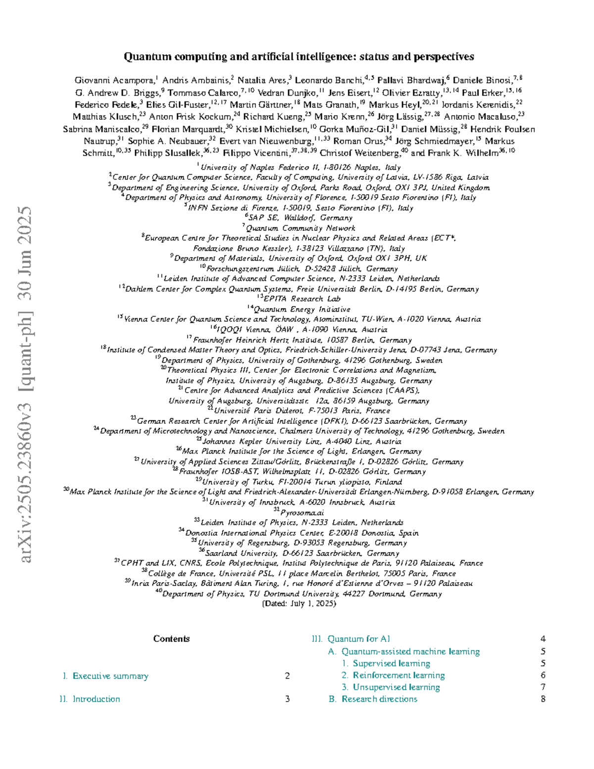 Quantum Computing and AI: Status and Perspectives (2505) - Studocu