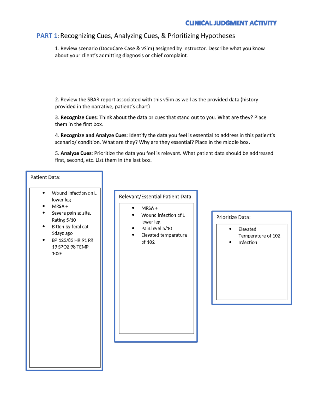 HArry Hadley Pre Sim Clinical Judgement Activity - NSG 223 - Wound ...