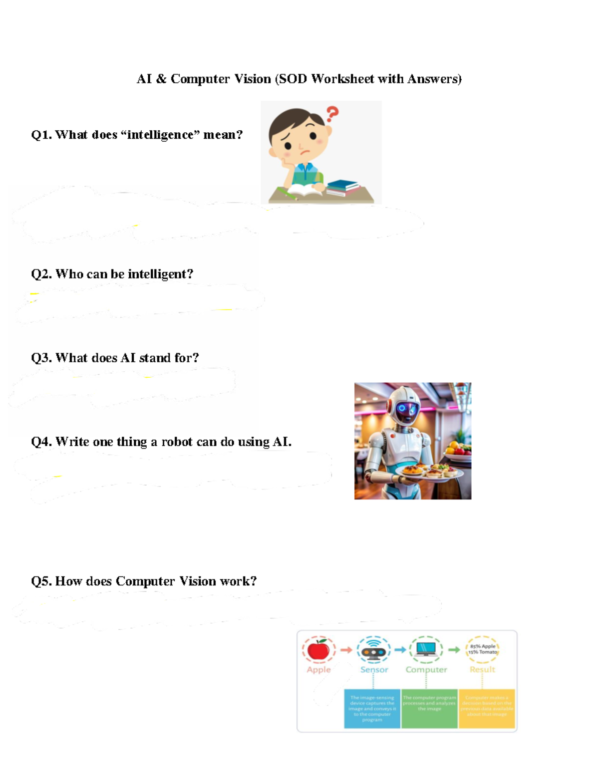 Grade 4 AI Computer Vision SOD Worksheet with Answers - Studocu