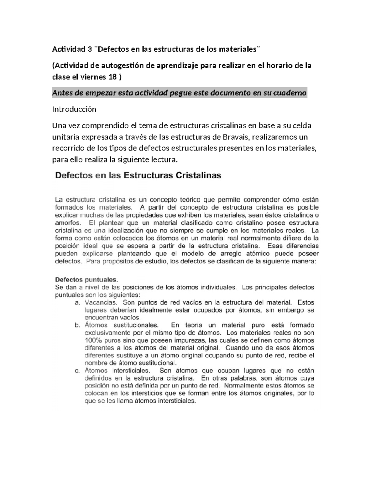 Actividad 3: Defectos Estructurales en Materiales - Análisis y ...