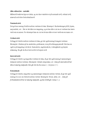 Statistikk Notater: Median, Typetall, Gjennomsnitt og Utvalgsteori ...