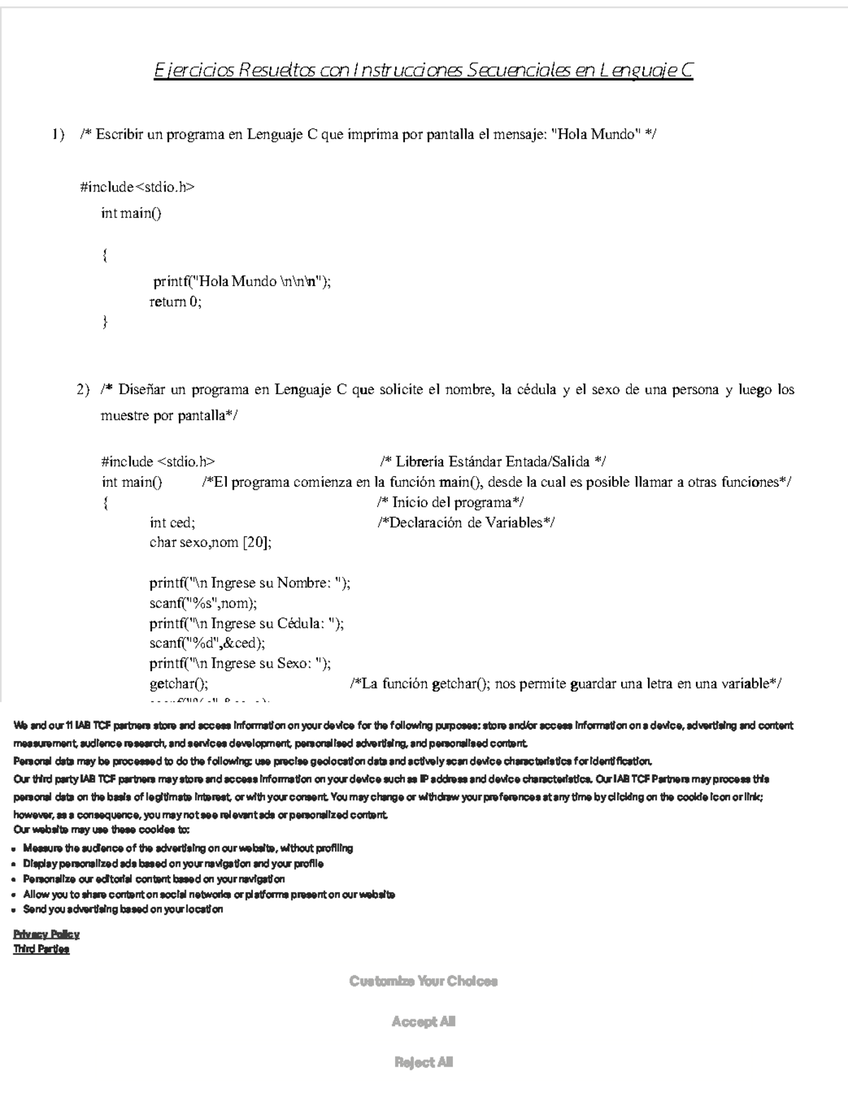 C Programming Exercises: Resolved & Proposed with Instructions (9stakh ...