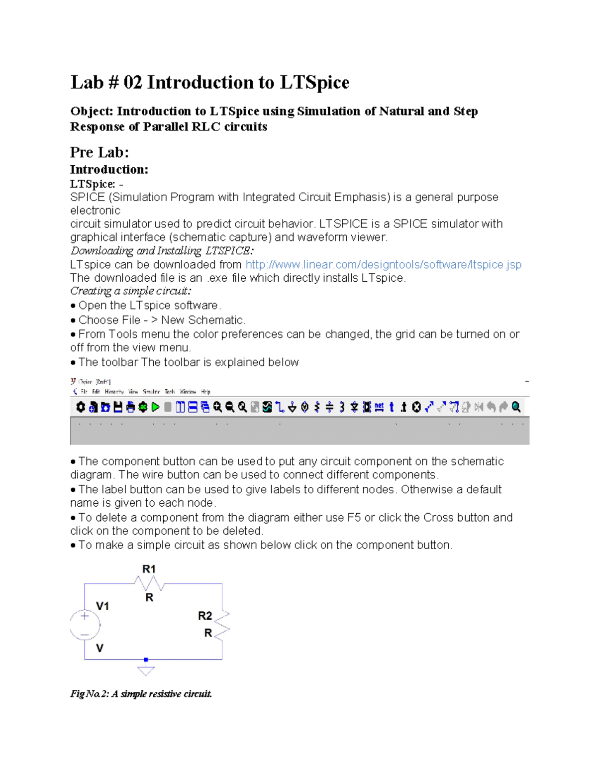 Lab 2: Introduction to LTSpice & Simulation of RLC Circuits - Studocu