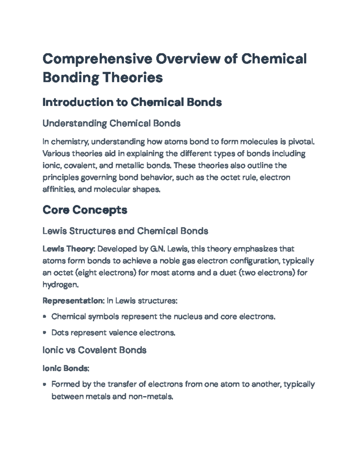 Chemical Bonding Theories: A Comprehensive Overview for CHEM 101 ...