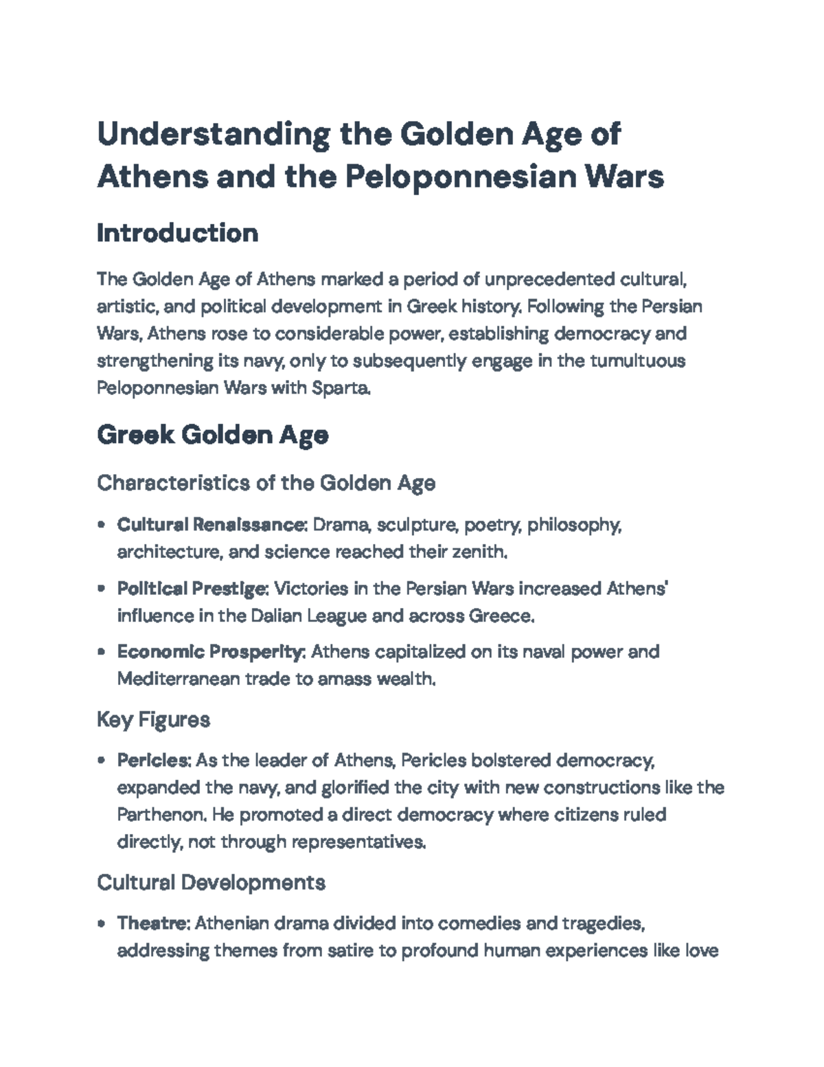 The Golden Age of Athens and the Impact of the Peloponnesian Wars ...