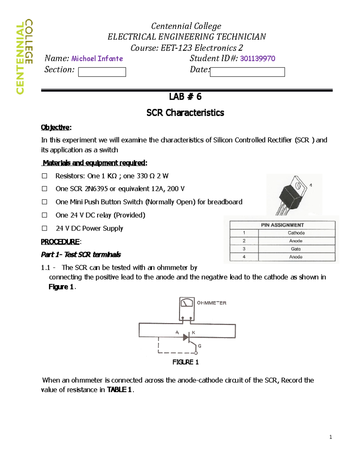 Eet 123 lab 6 Semester 3 - Centennial College - Centennial College ...