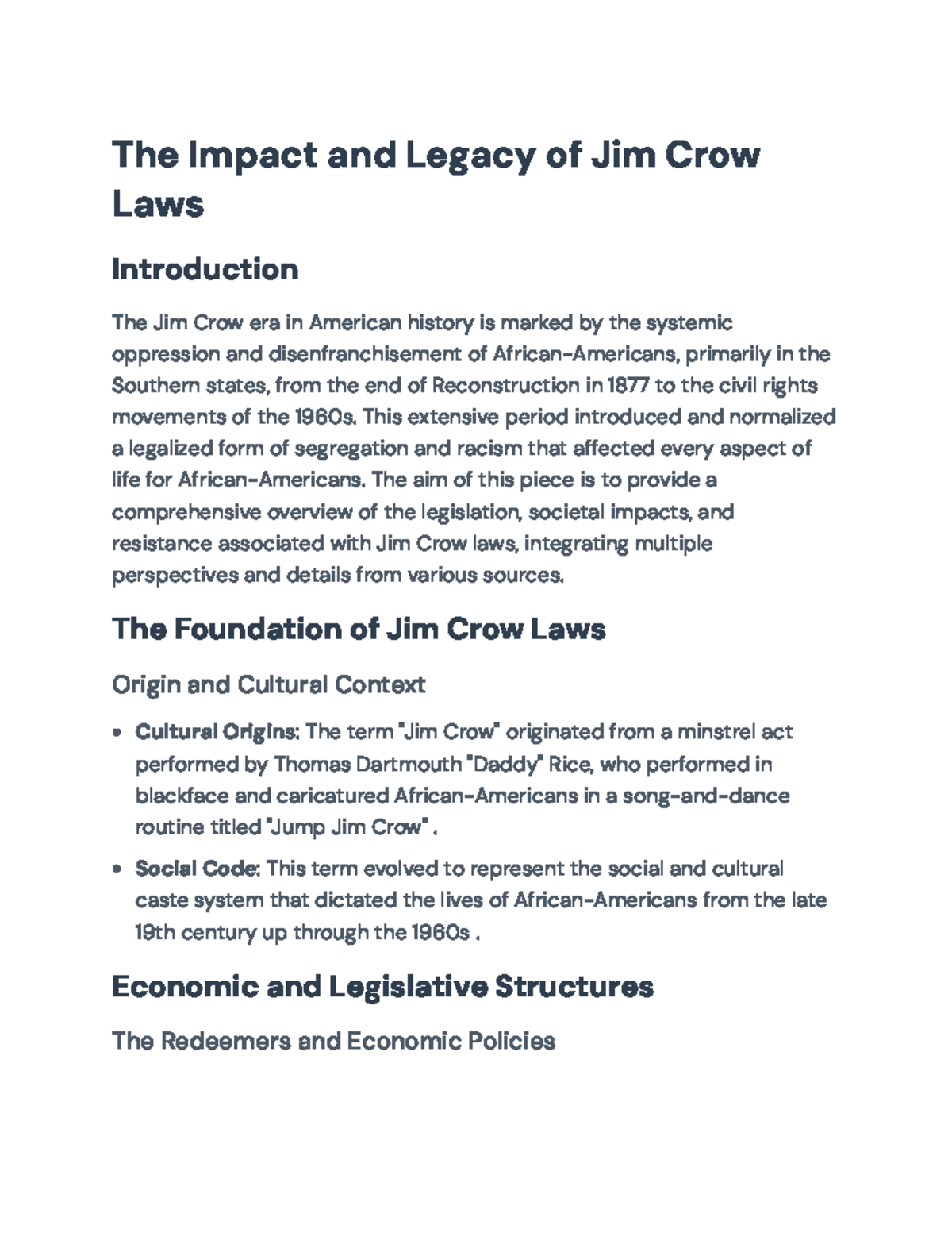 The Impact and Legacy of Jim Crow Laws: A Historical Overview - The ...