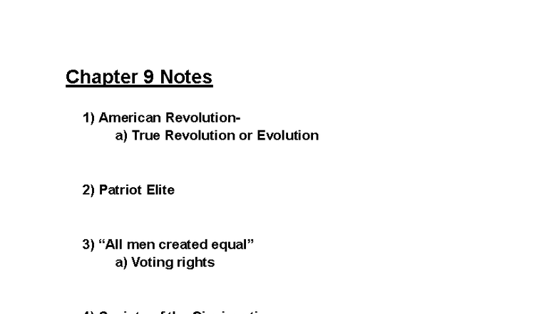 Chapter 9 Notes: Revolution or Evolution in U.S. History - Studocu