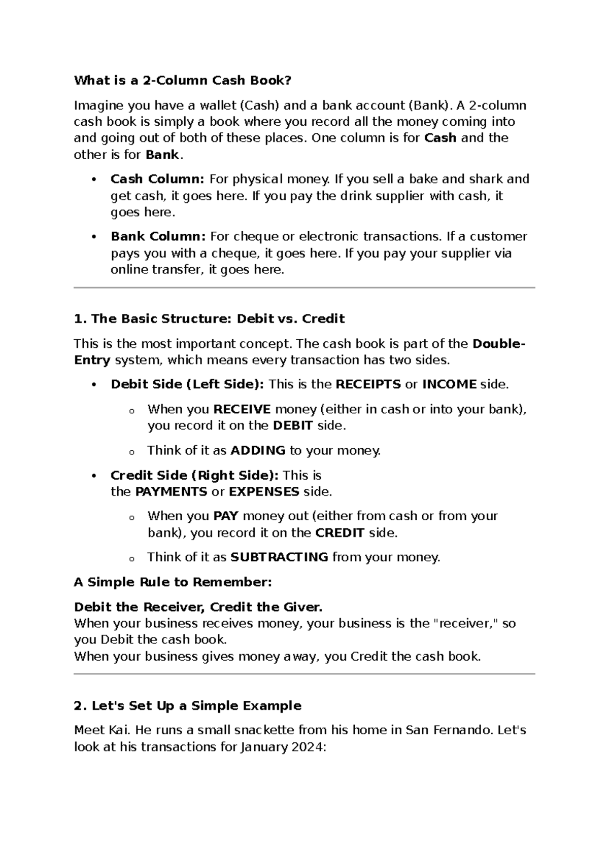 Cash Book Notes: Understanding Cash and Bank Transactions - Studocu