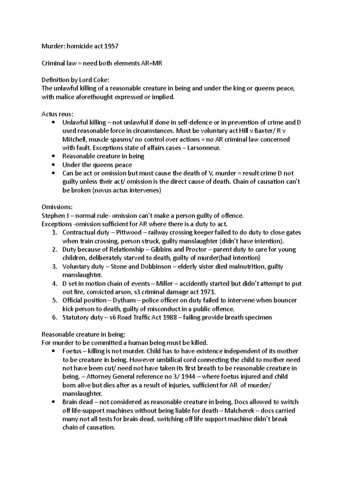 Mens Rea in UK Law: Key Concepts and Case Examples Notes - Studocu
