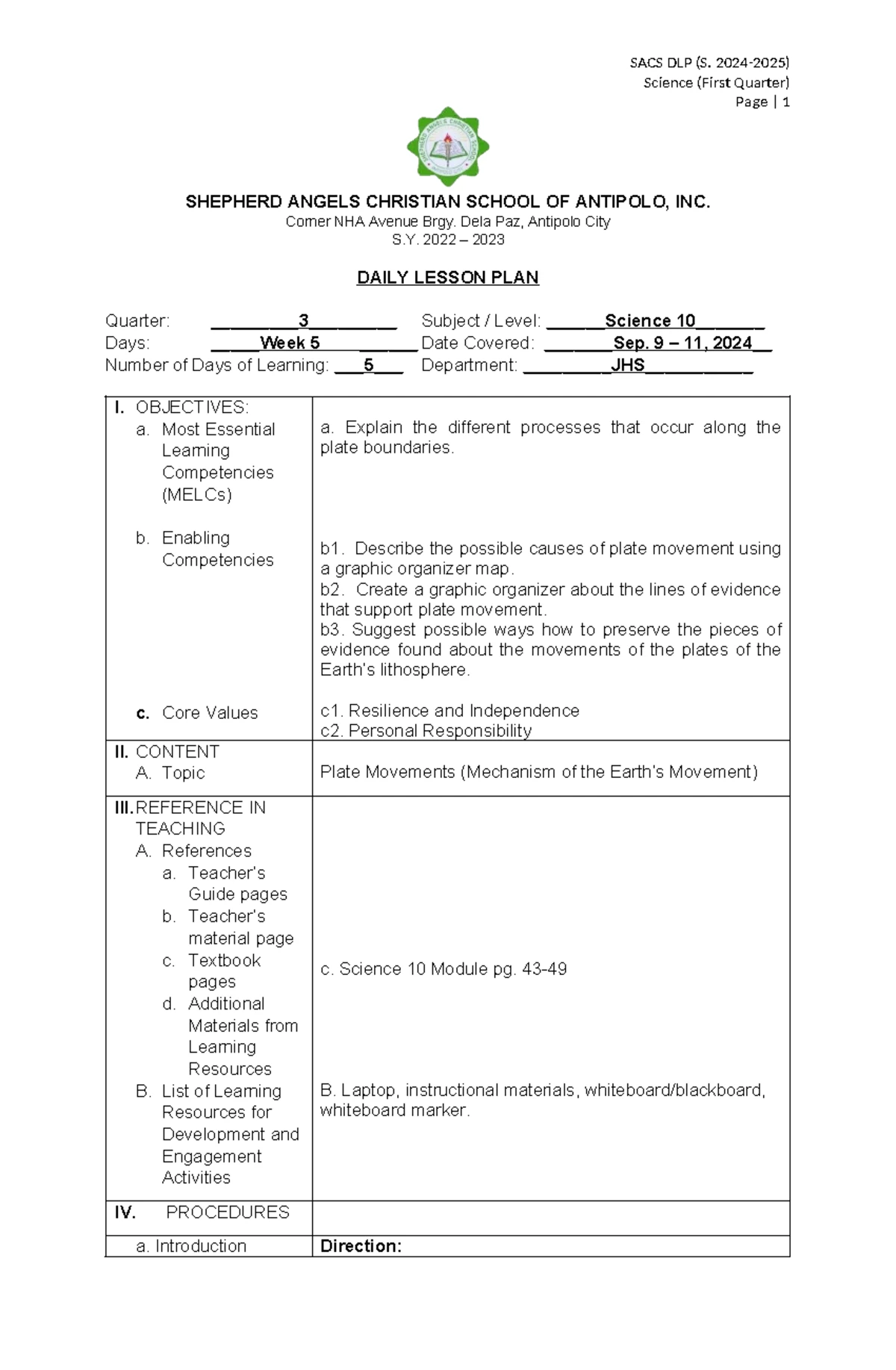 Project Study on GPP Implementation - Enrique Orencia Elementary School ...