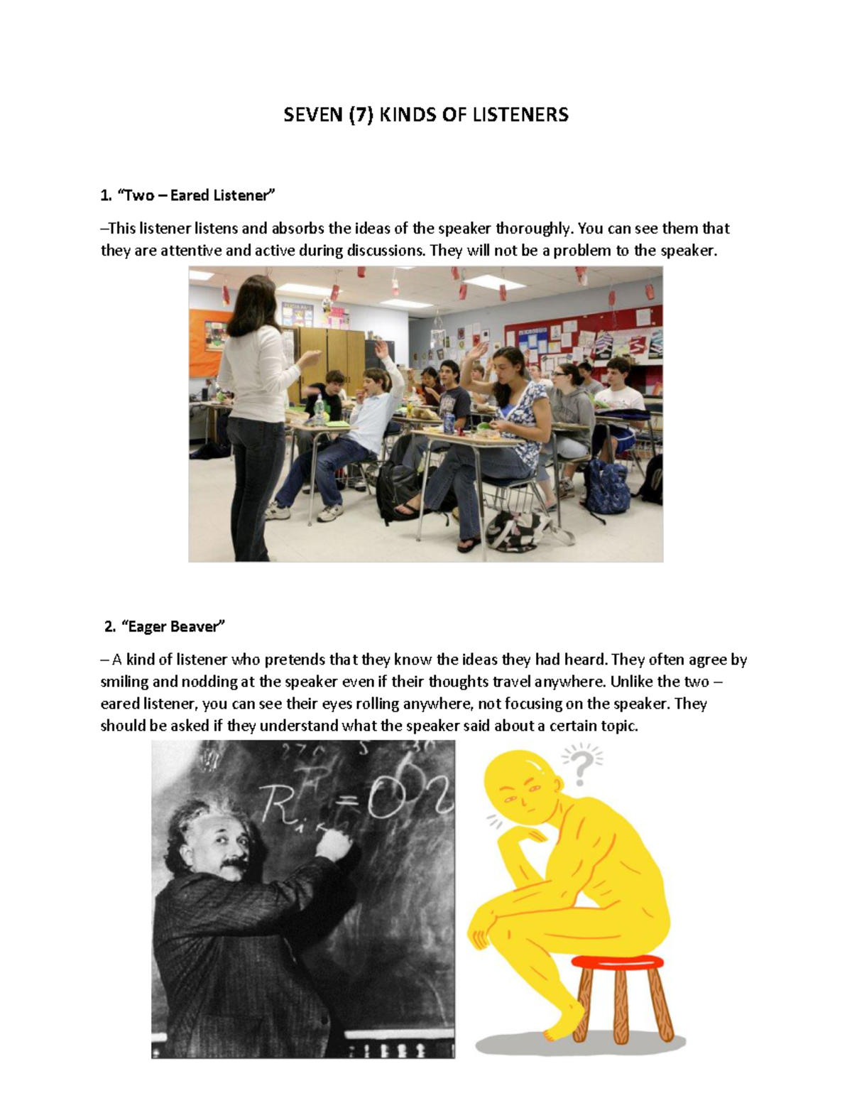 Seven Kinds OF Listener ( Classroom) - SEVEN (7) KINDS OF LISTENERS 1 ...