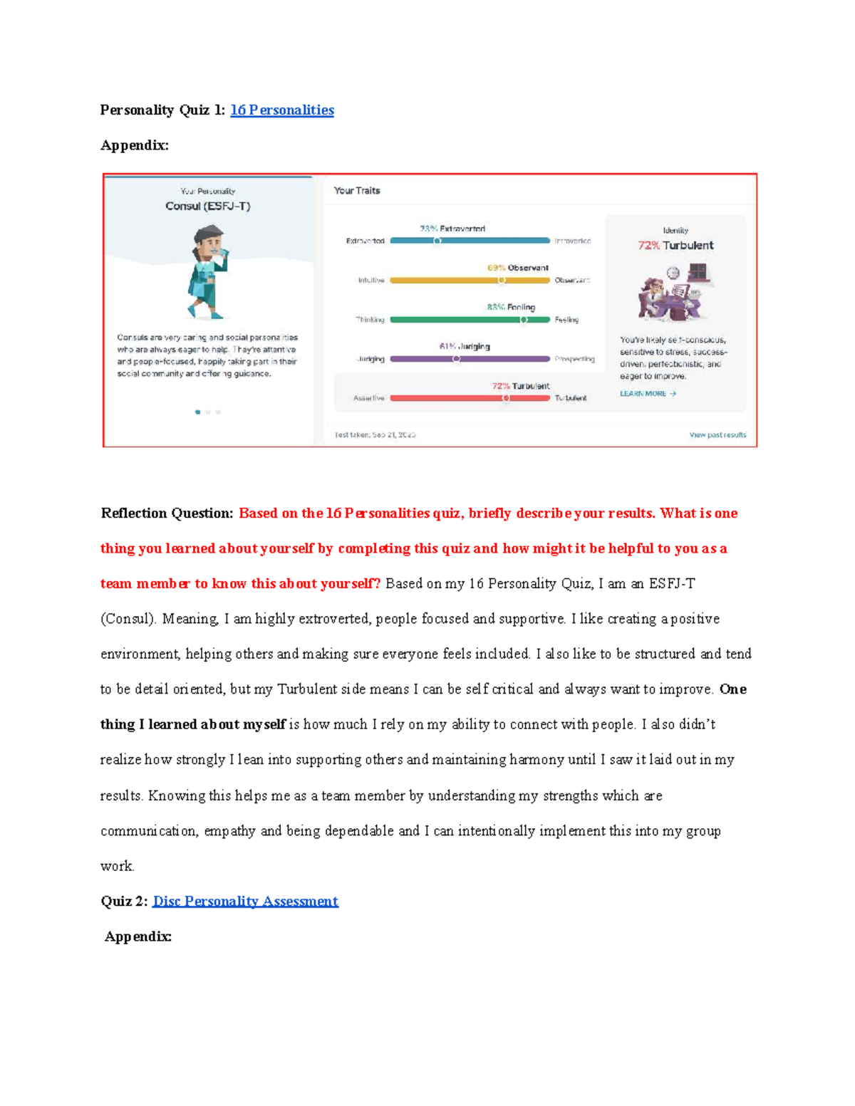 Personality Assessments Reflection: MHR 741 Individual Assignment - Studocu