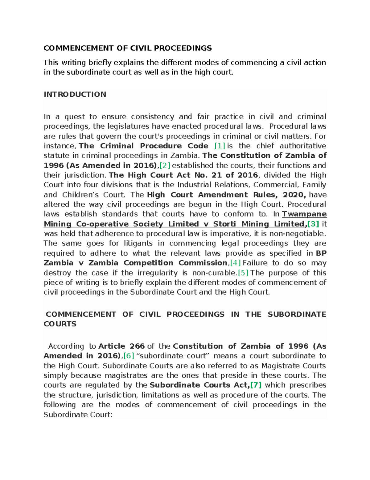 COMM 101: Modes of Commencement of Civil Proceedings - Studocu