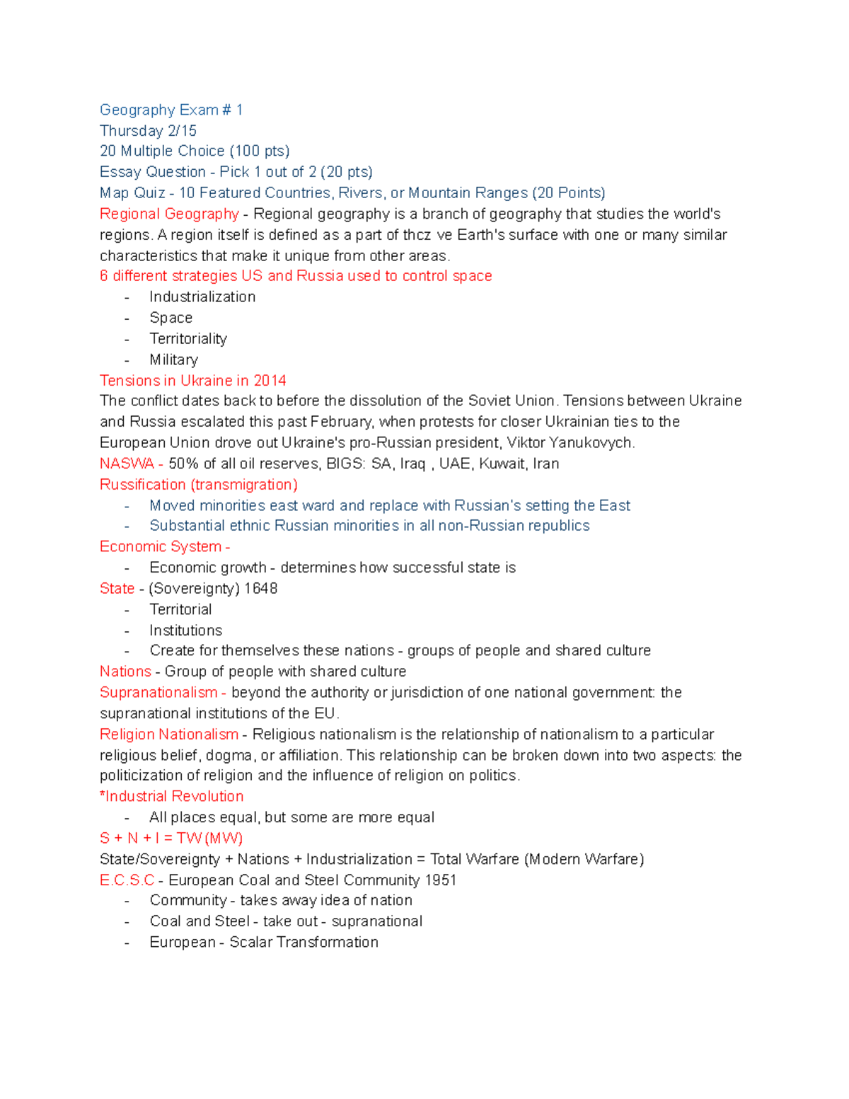 Geography Exam 1 Study Guide: Key Concepts and Key Terms - Studocu