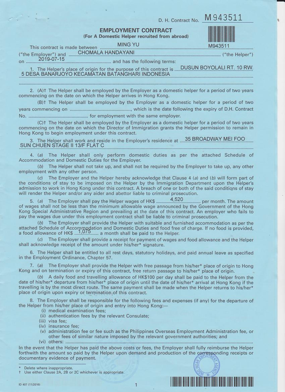 PK - Employment Contract for Domestic Helper (D.H.) - Studocu