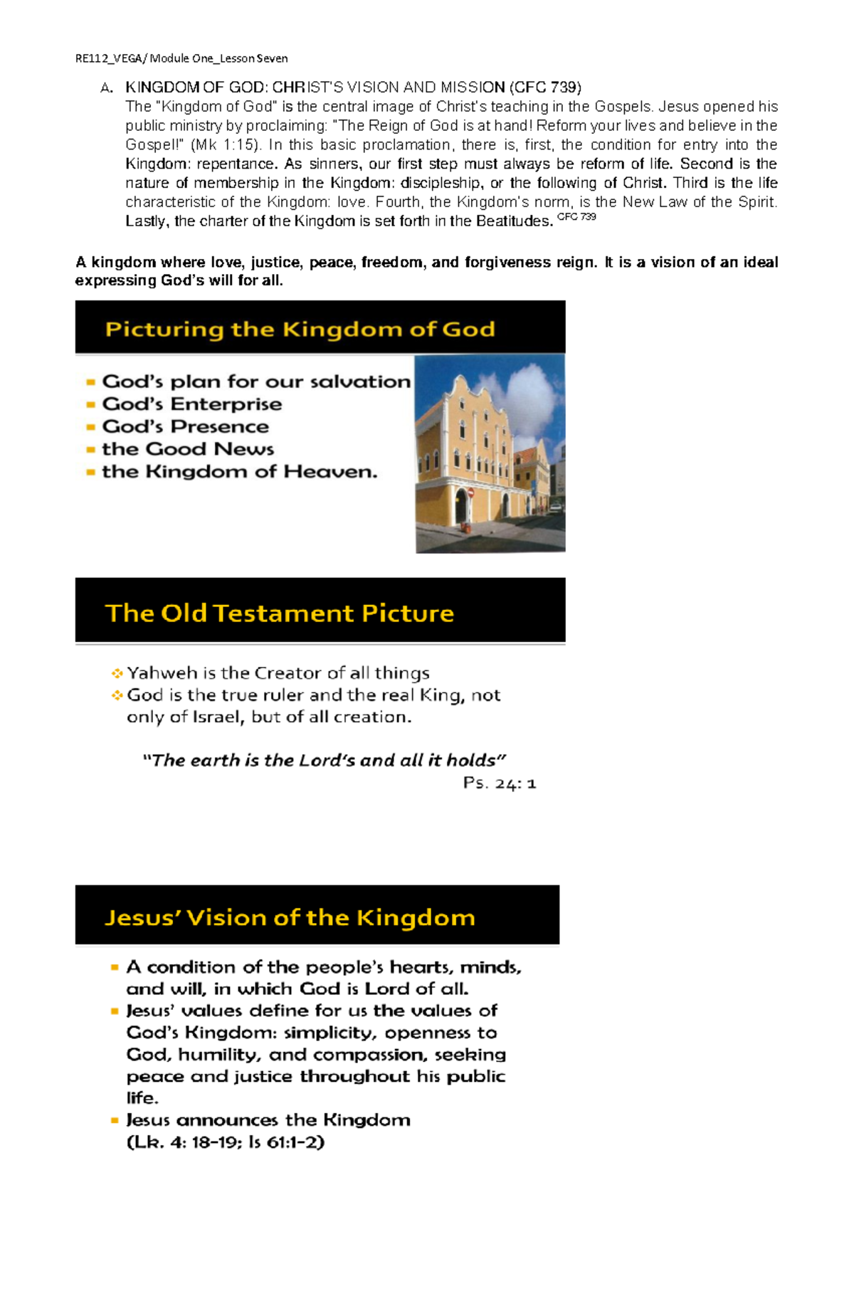 Lesson+7 Kingdom+of+God - A. KINGDOM OF GOD: CHRIST’S VISION AND ...