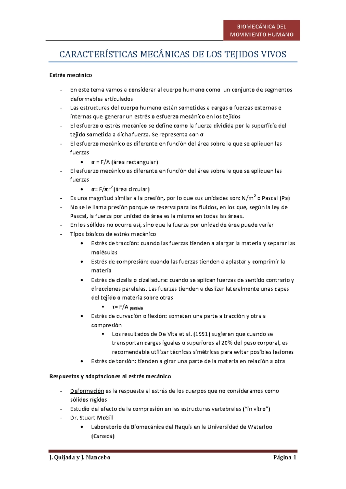 Tema 7. Mecánica Muscular - Biomecánica del Movimiento Unidad 3. Tema 7 ...