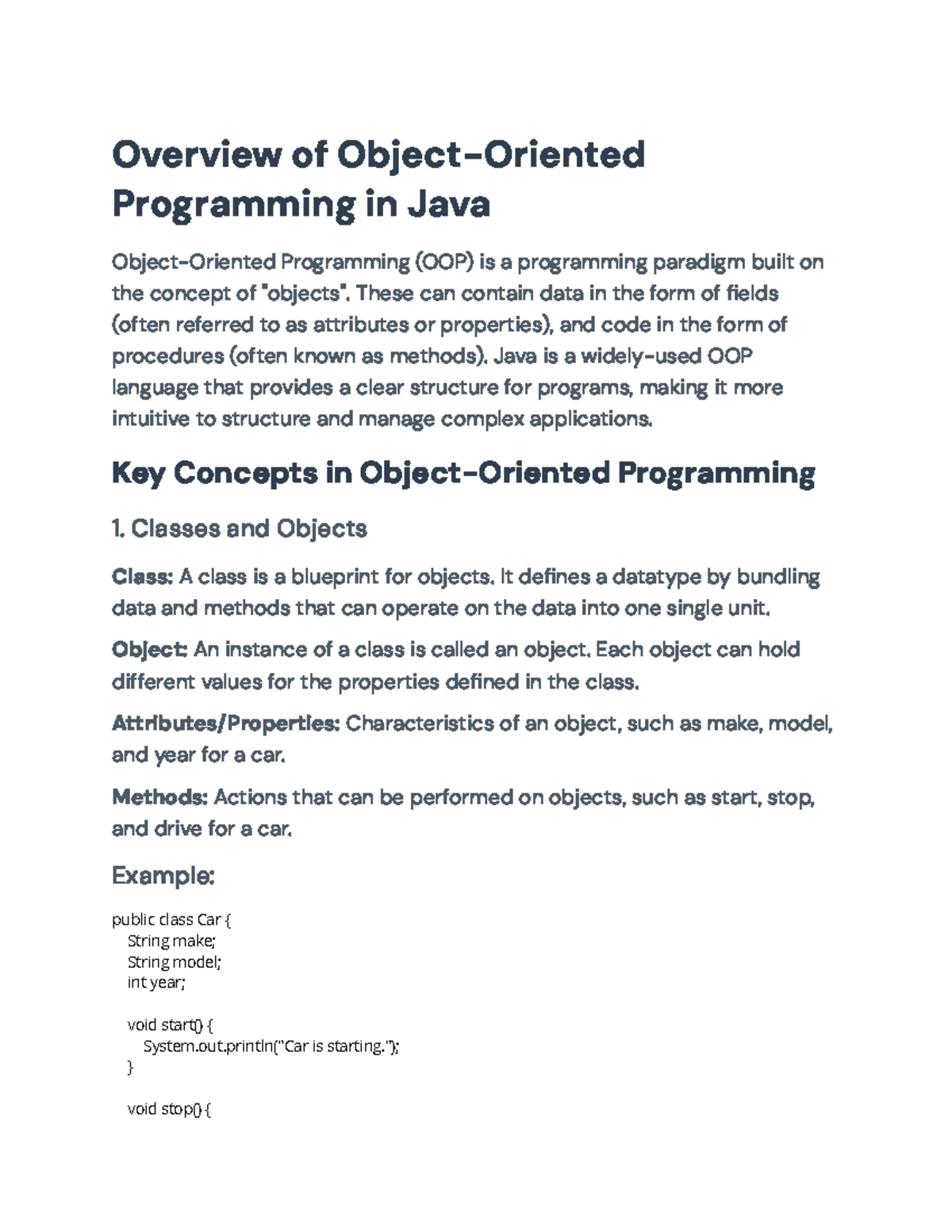 Java OOP Concepts Overview: Classes, Objects, and Modularization - Overview of Object-Oriented ...