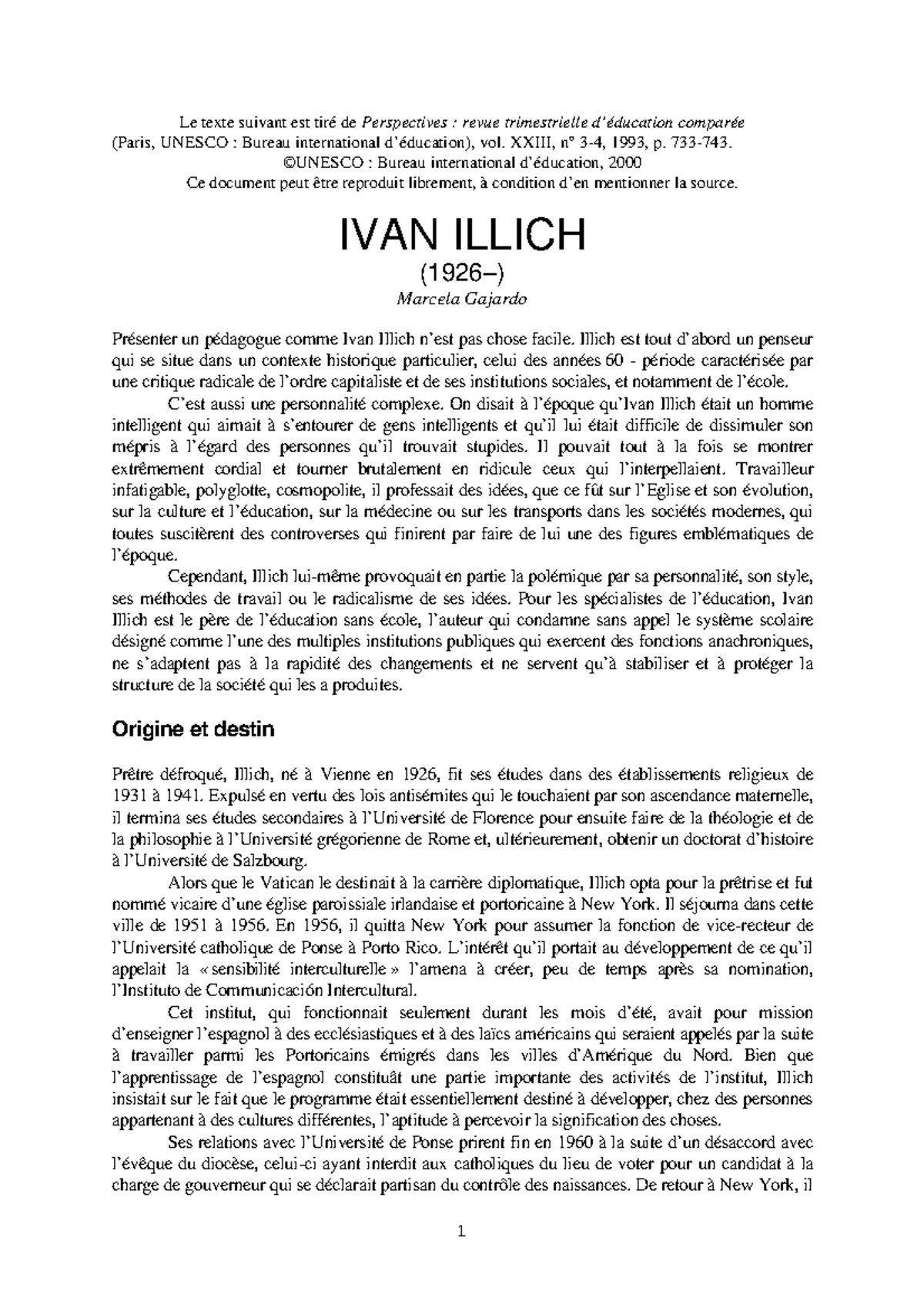 Résumé d'Histoire : Ivan Illich et la critique de l'éducation - Studocu