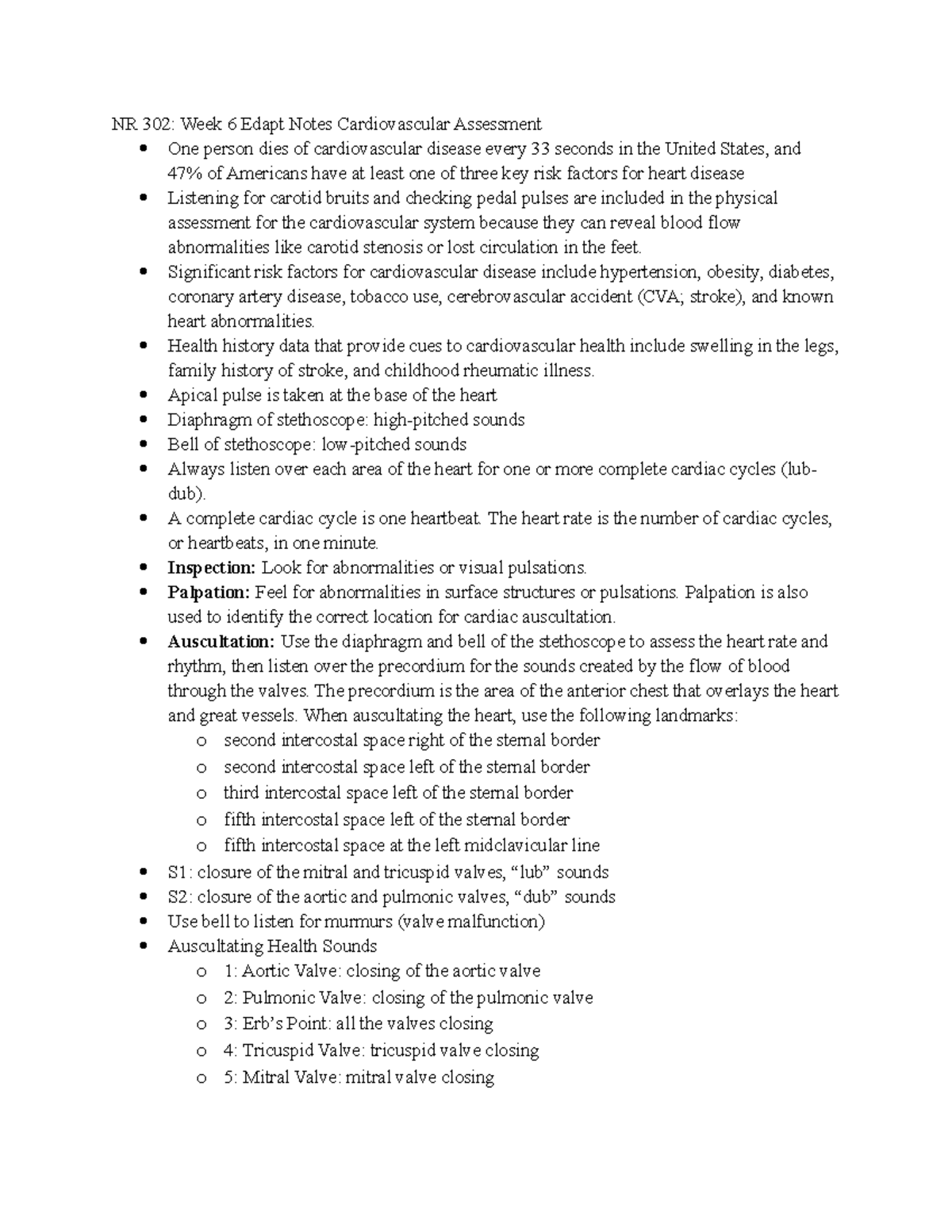 NR 302- Week 6 and 7 Edapt Notes - NR 302: Week 6 Edapt Notes ...