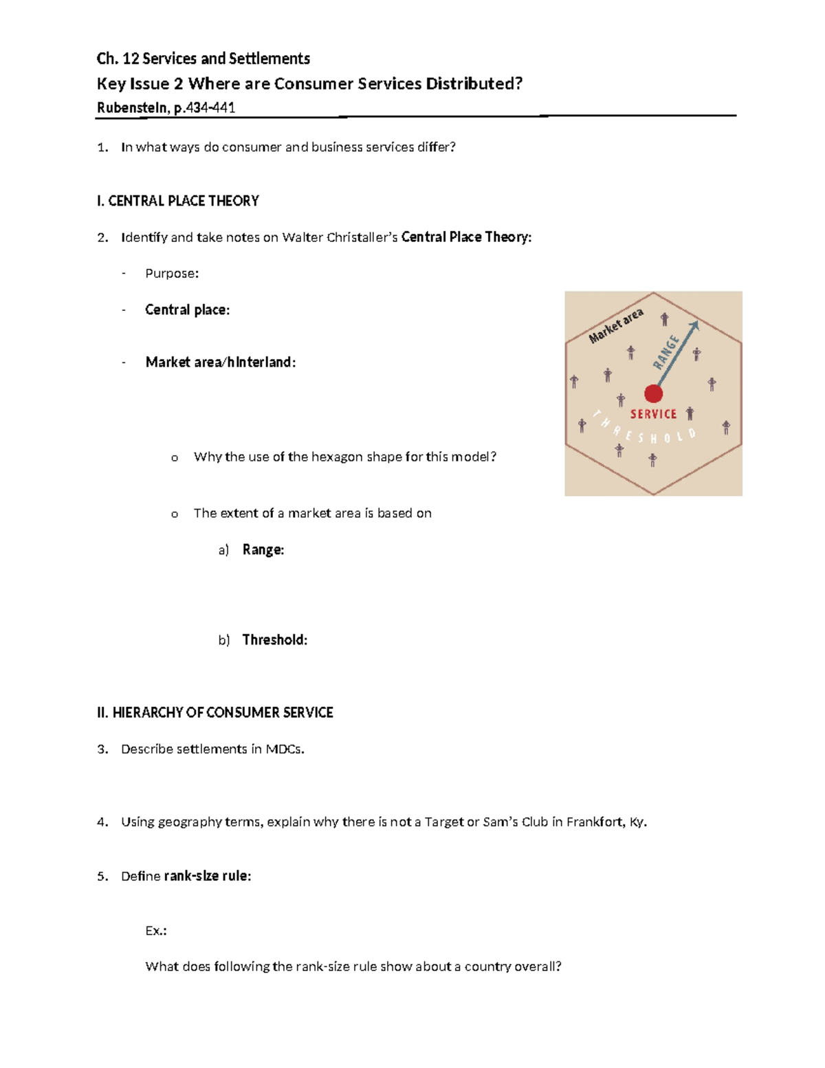 Reading Guide for Chapters 12 & 13: Services, Settlements, & Urban ...