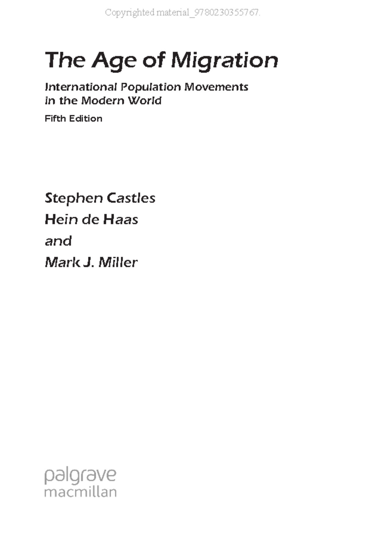 The Age of Migration (5th Ed): Global Population Movements Overview ...