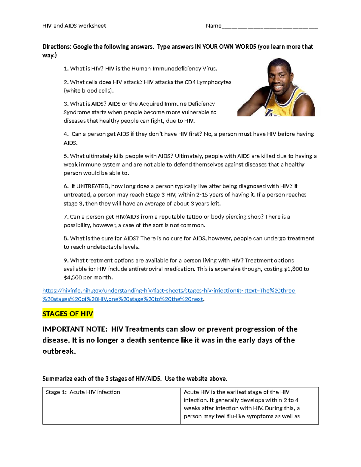 HIV WS 24-25 - worksheet - HIV and AIDS worksheet Name ...