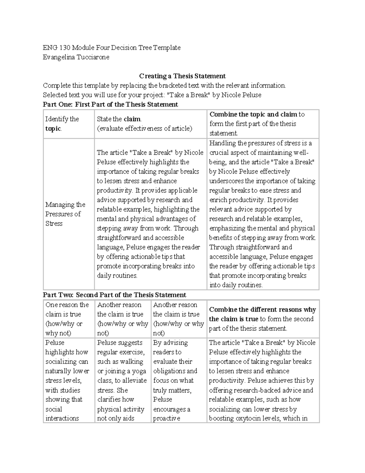 ENG 130 Module 4 Thesis Statement Decision Tree Template - Studocu