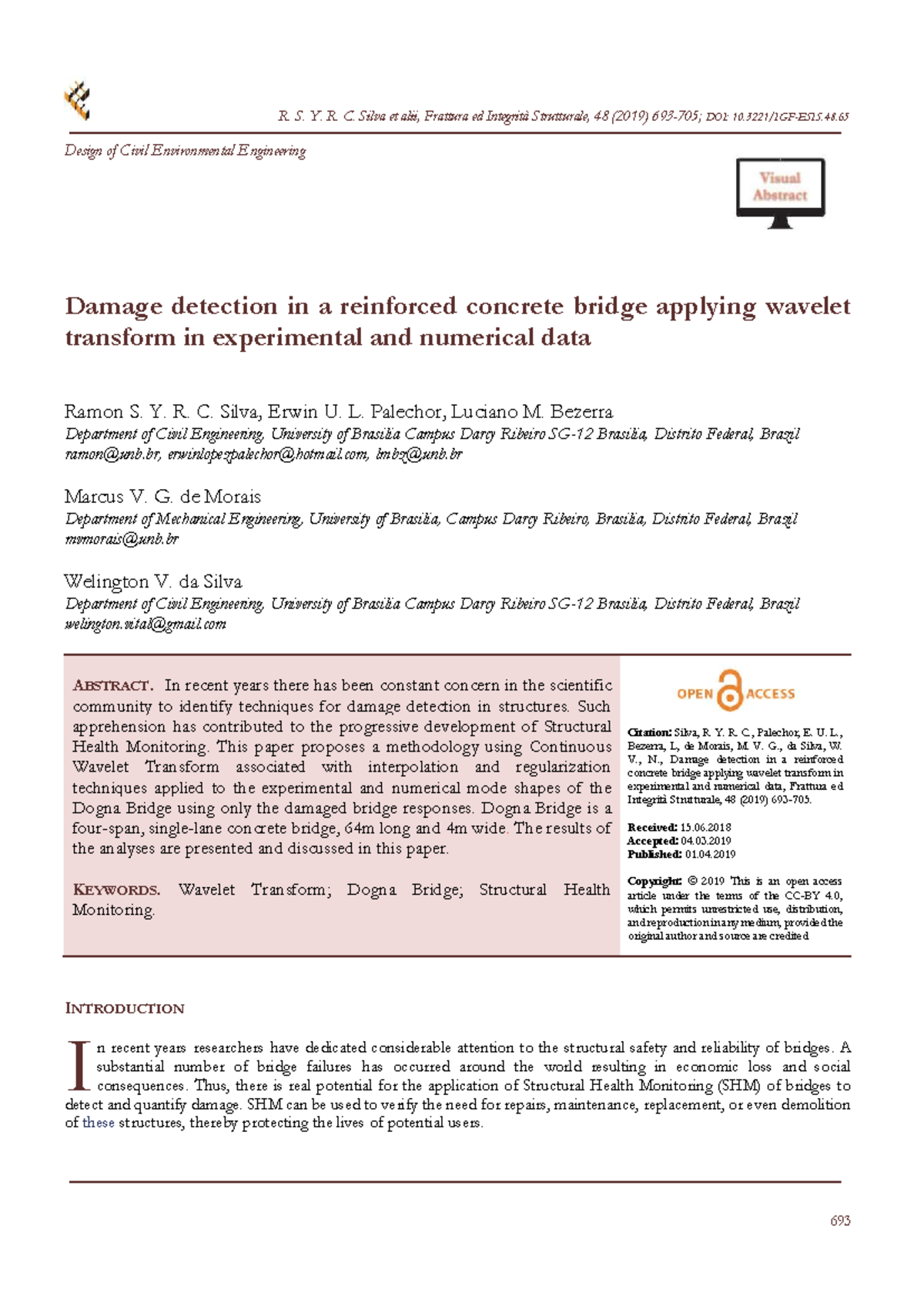 Damage Detection in Reinforced Concrete Bridge Using Wavelet Transform ...