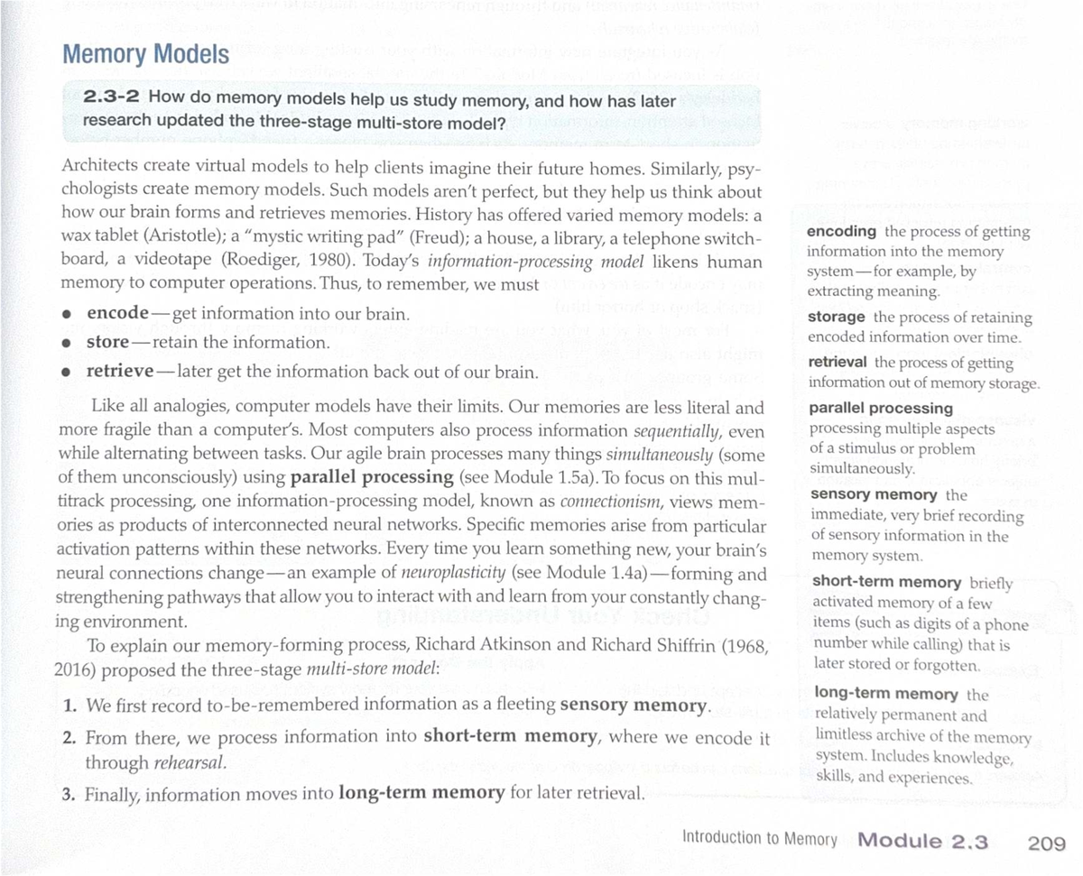 Final Exam Study Guide for PSY 101: Memory Models and Updates - Studocu