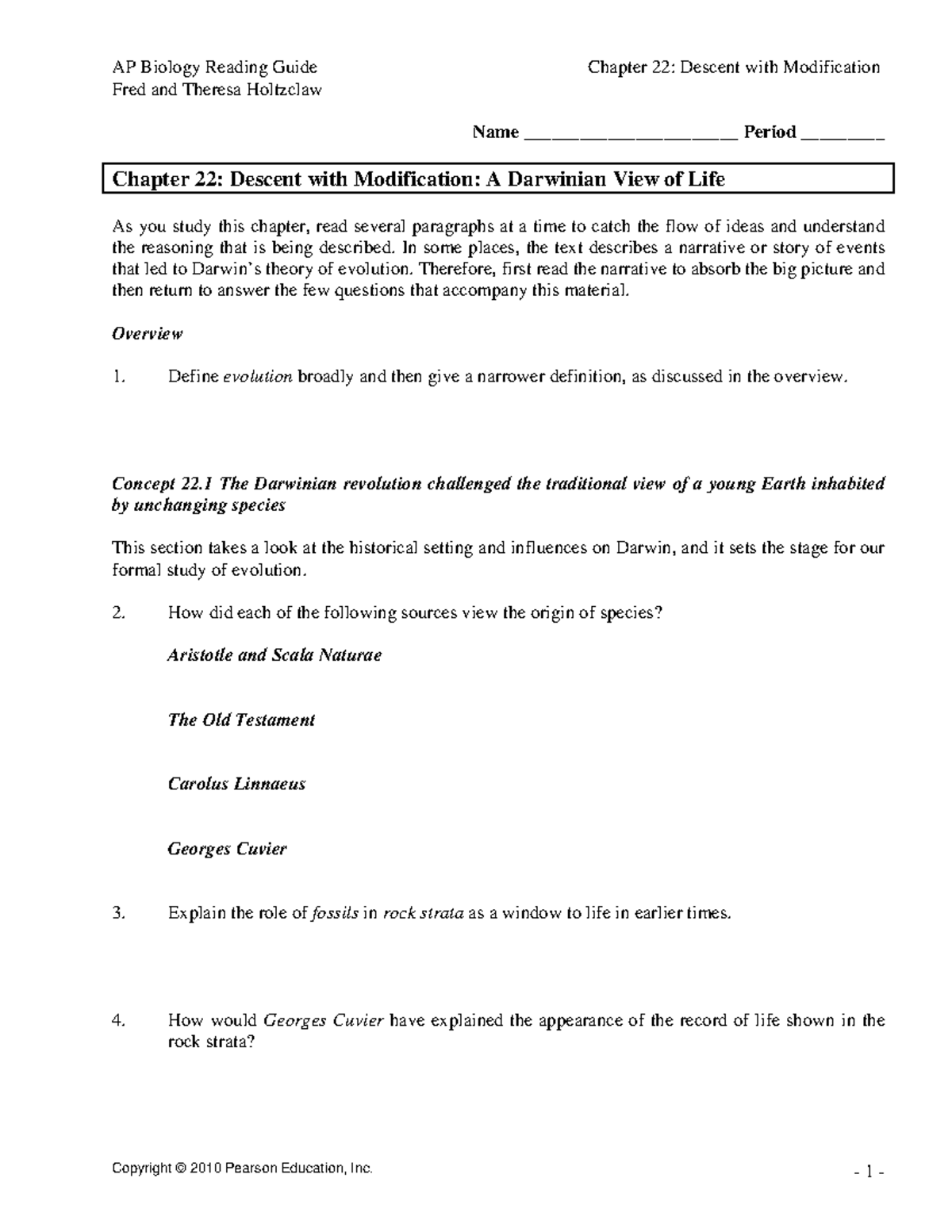 AP Bio Chapter 22: Darwinian Evolution & Natural Selection Notes - Studocu