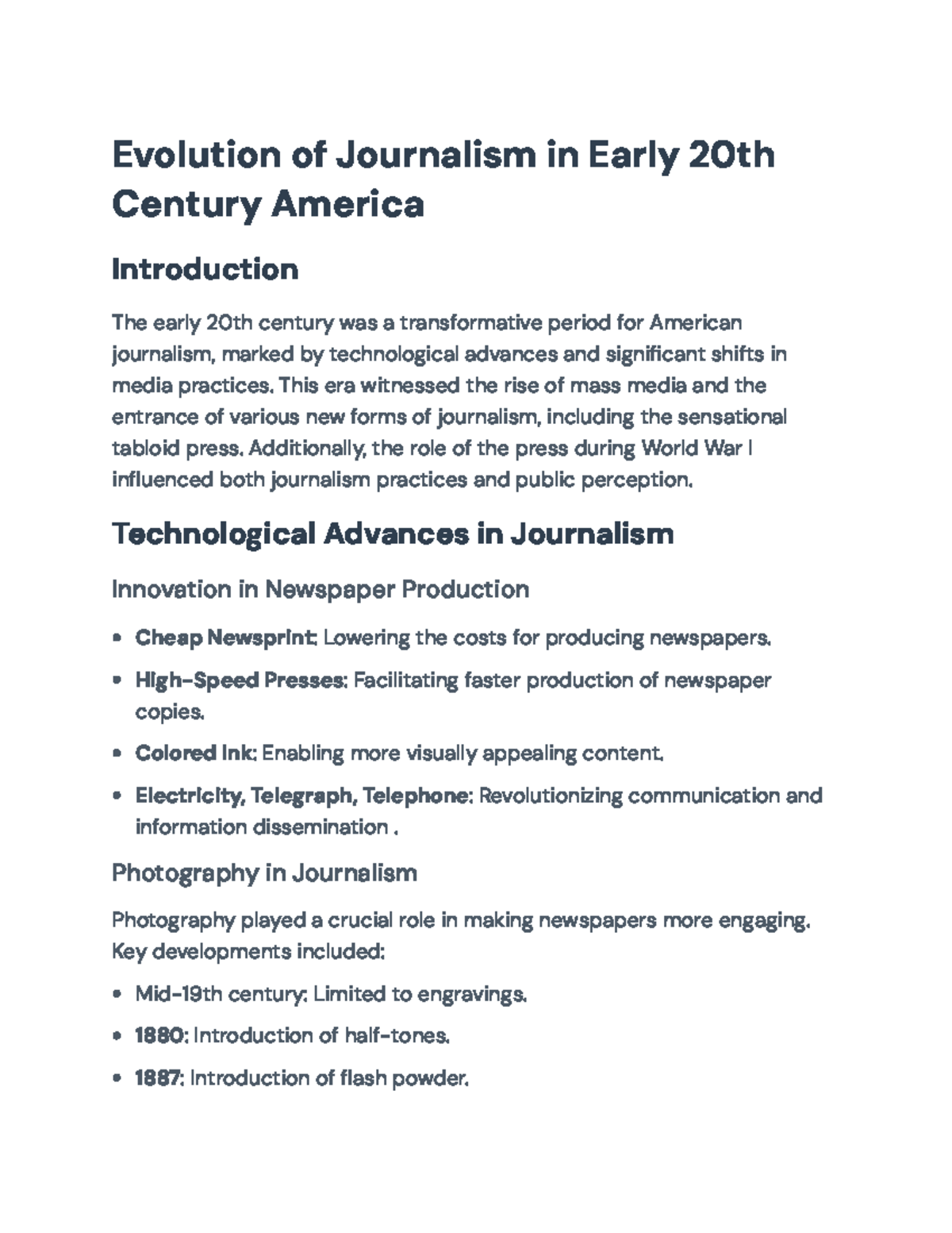 Evolution of Journalism in Early 20th Century America: Tech & War ...