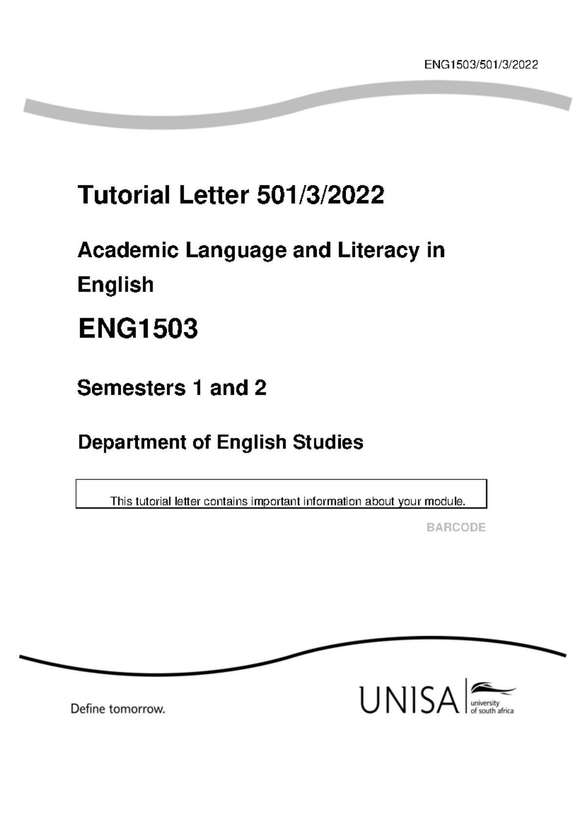 501 2020 3 b - Academic writing - ENG1503/501/3/ Tutorial Letter 501/3 ...