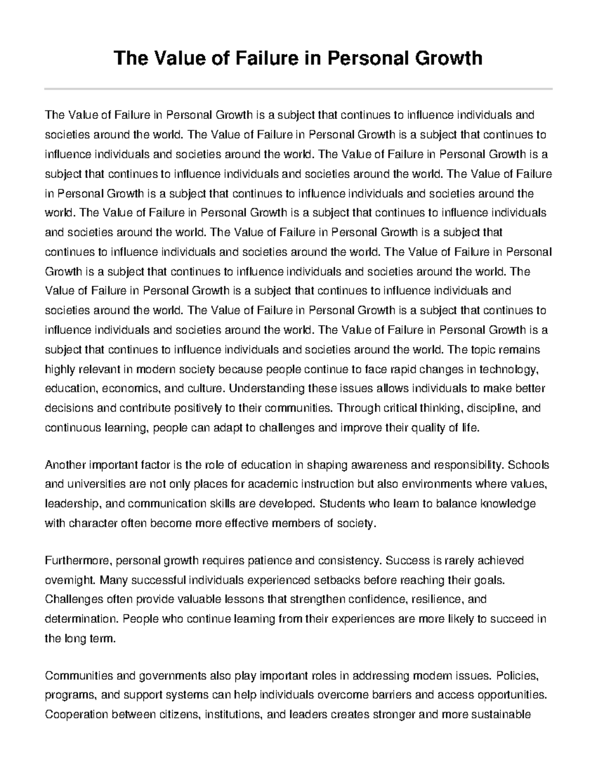 The Role of Failure in Personal Growth: Insights from Essay 6 - Studocu
