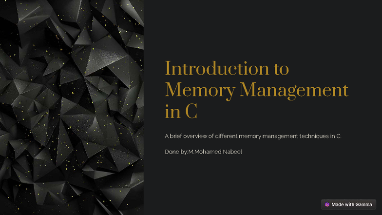 C Programming: Memory Management Techniques Overview - Studocu