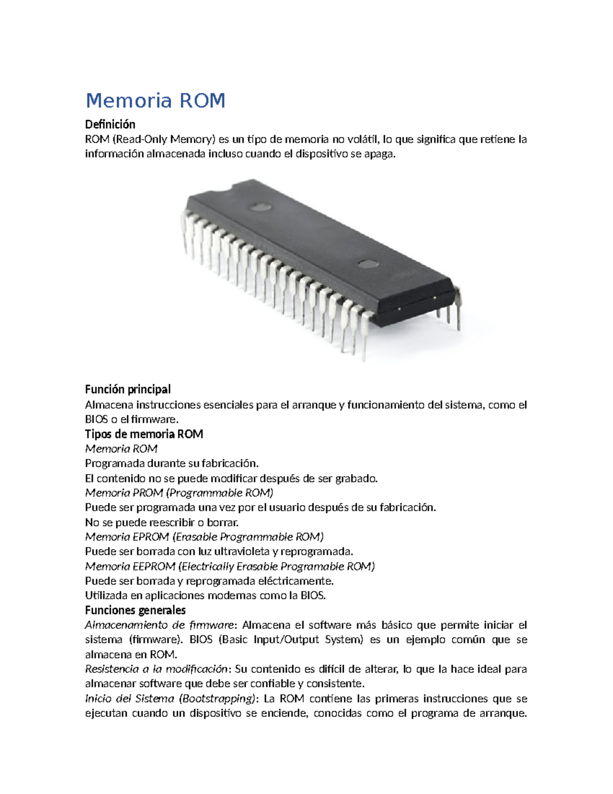 Memoria ROM - Resumen Iniciacion a la arquitectura - Memoria ROM ...