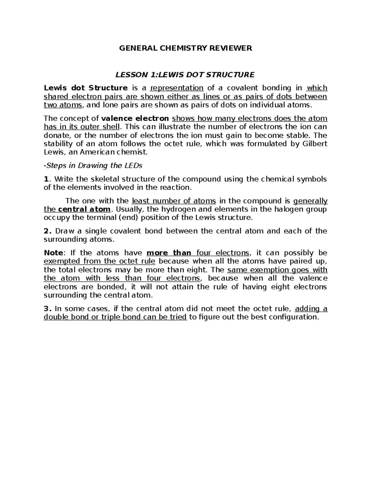 General- Chemistry- Reviewer - GENERAL CHEMISTRY REVIEWER LESSON 1 ...