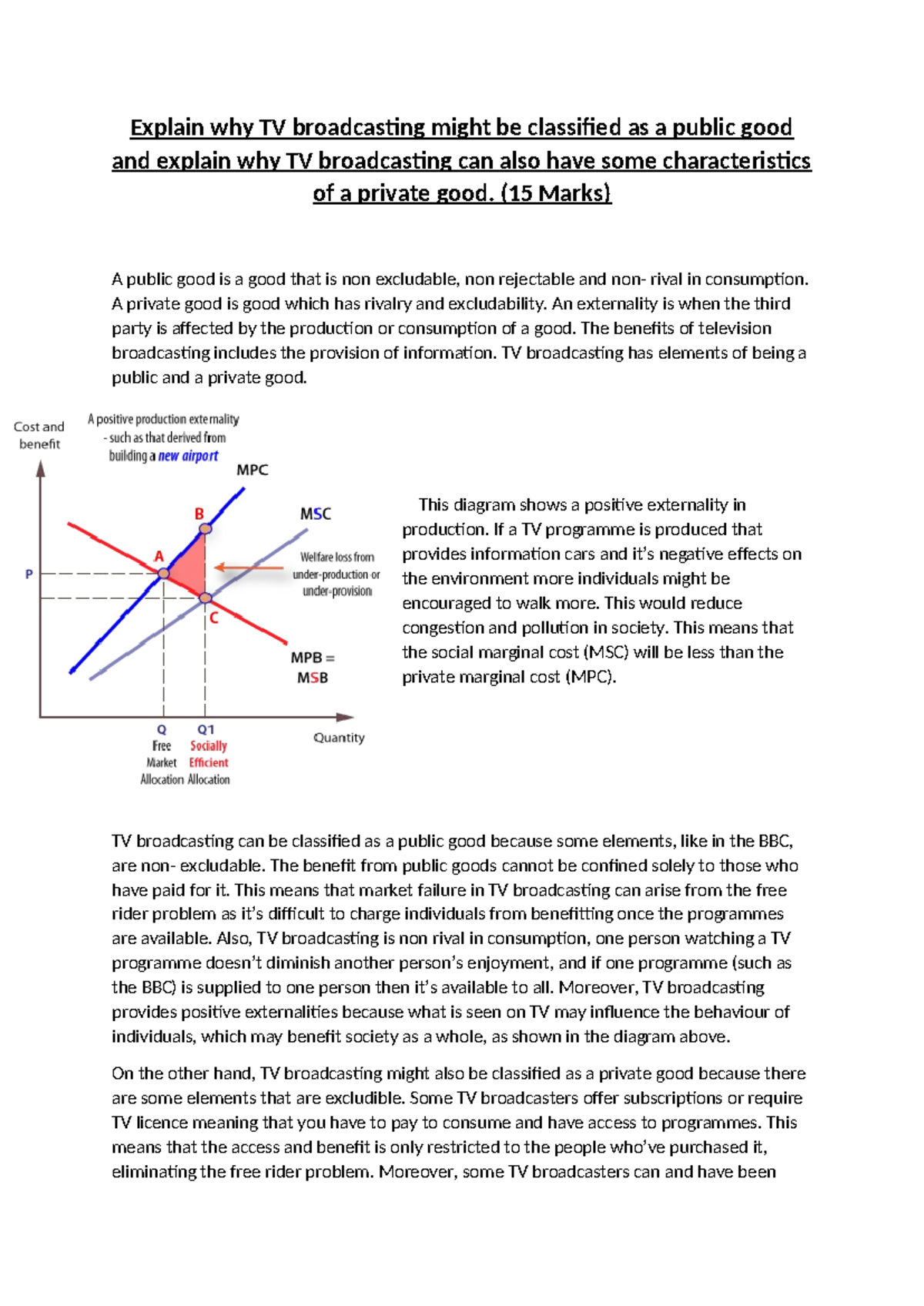 15 Marker - TV Broadcasting as Public and Private Good Analysis - Studocu
