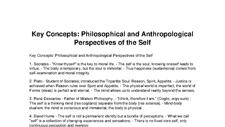 Key Concepts UTS Lesson 2: Philosophical & Anthropological Views on ...