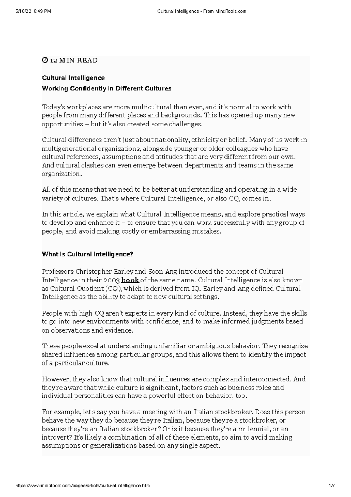 Cultural Intelligence Insights: Enhancing CQ in Multicultural ...