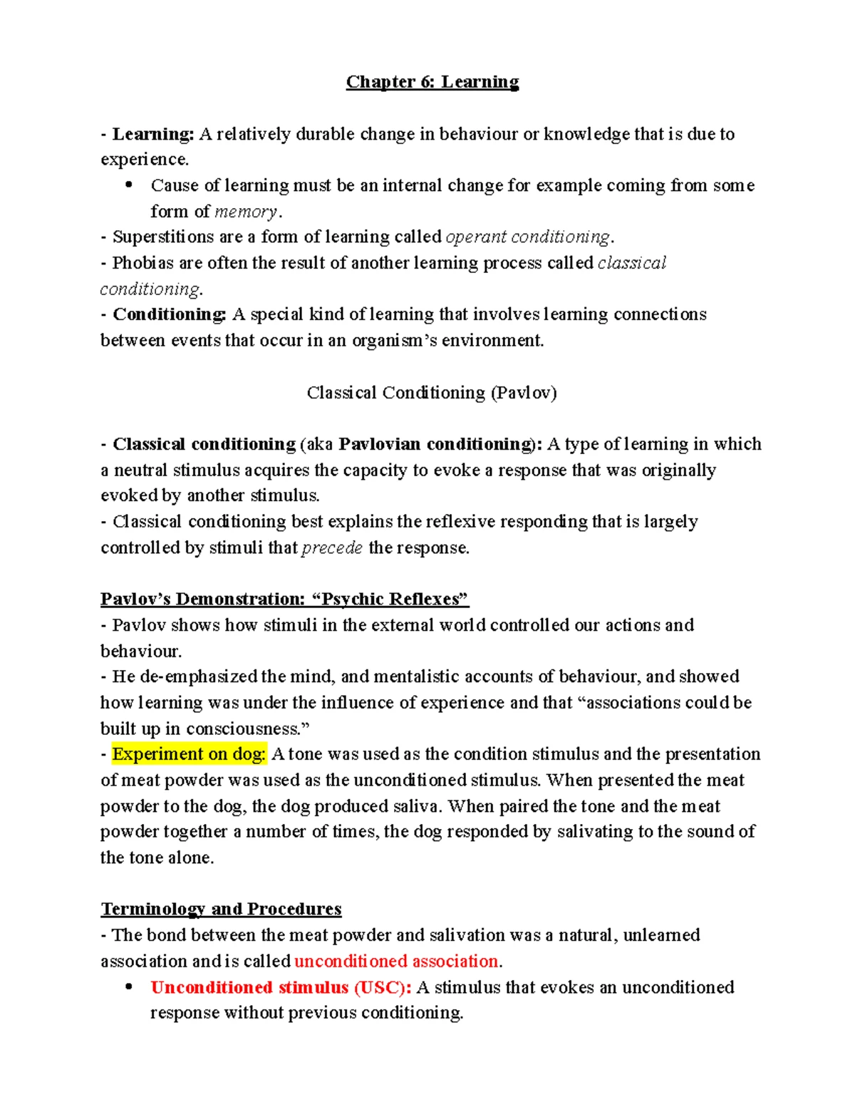 Psychology 101 - Lecture notes All - Psychology INTRO TO PSYCHOLOGY Aug ...