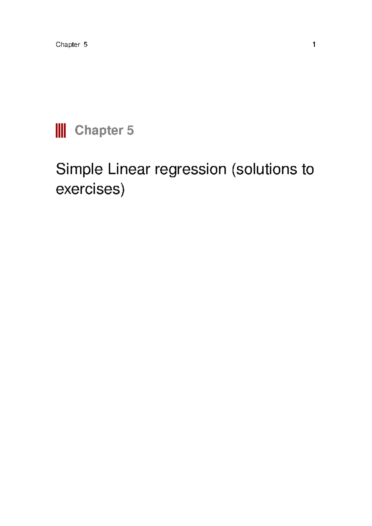 Chapter 5: Simple Linear Regression Solutions (Course Code: SLR101 ...