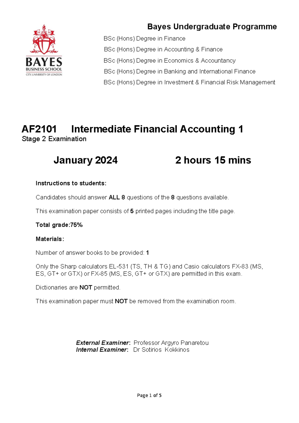 AF2101 - Intermediate Financial Accounting 1 Questions - January 2024 MOD Final - Bayes - Studocu