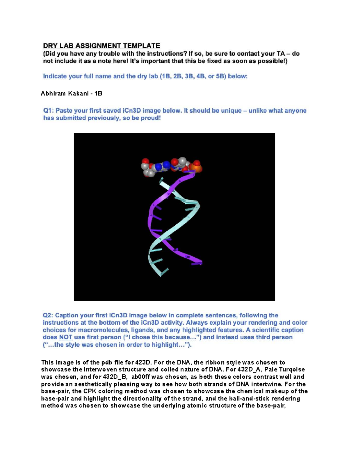 Abhiram Kakani - Dry Lab 1B: DNA & Protein Visualization Techniques - Studocu