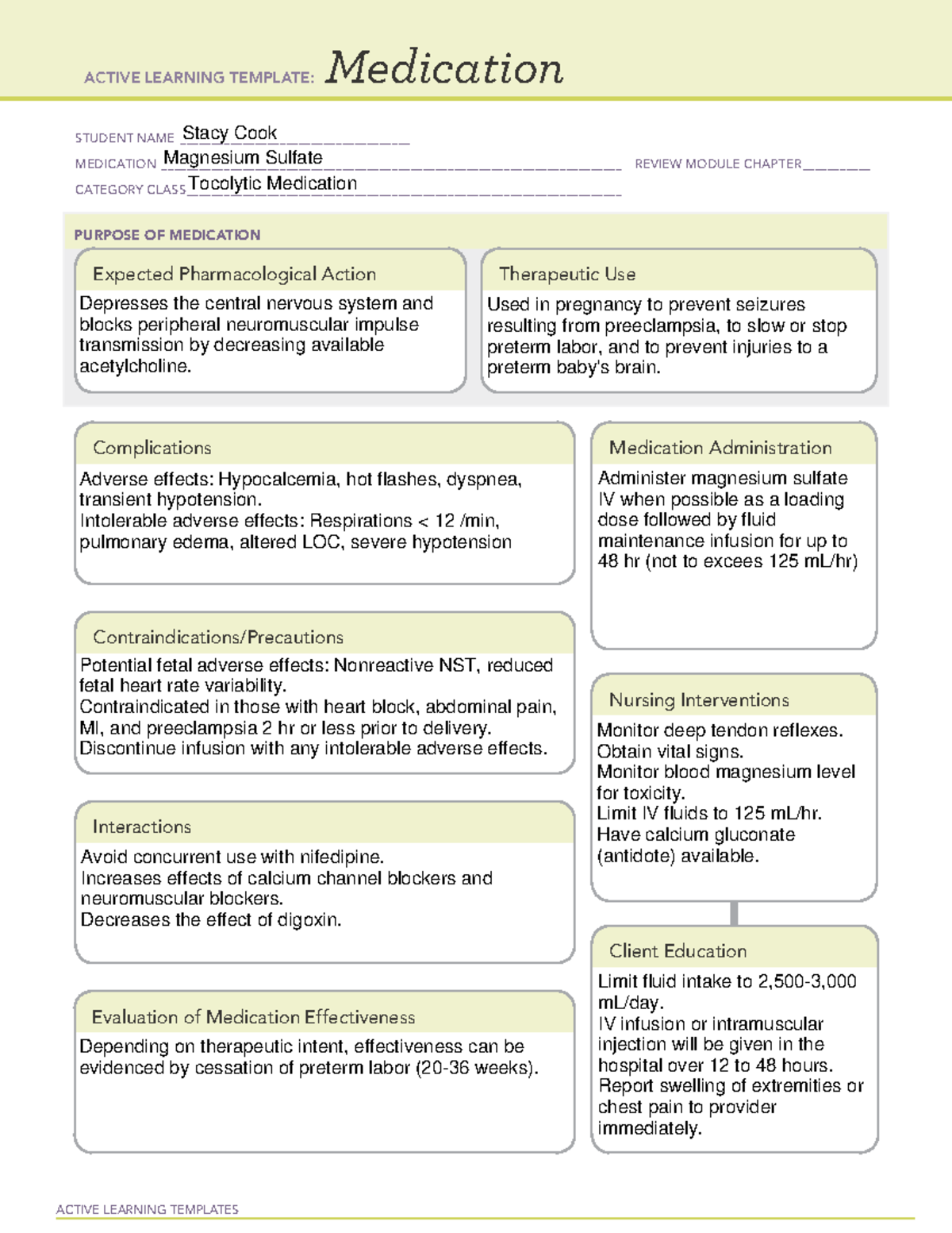 Magnesium Sulfate - Active Learning Template for Medication Review ...