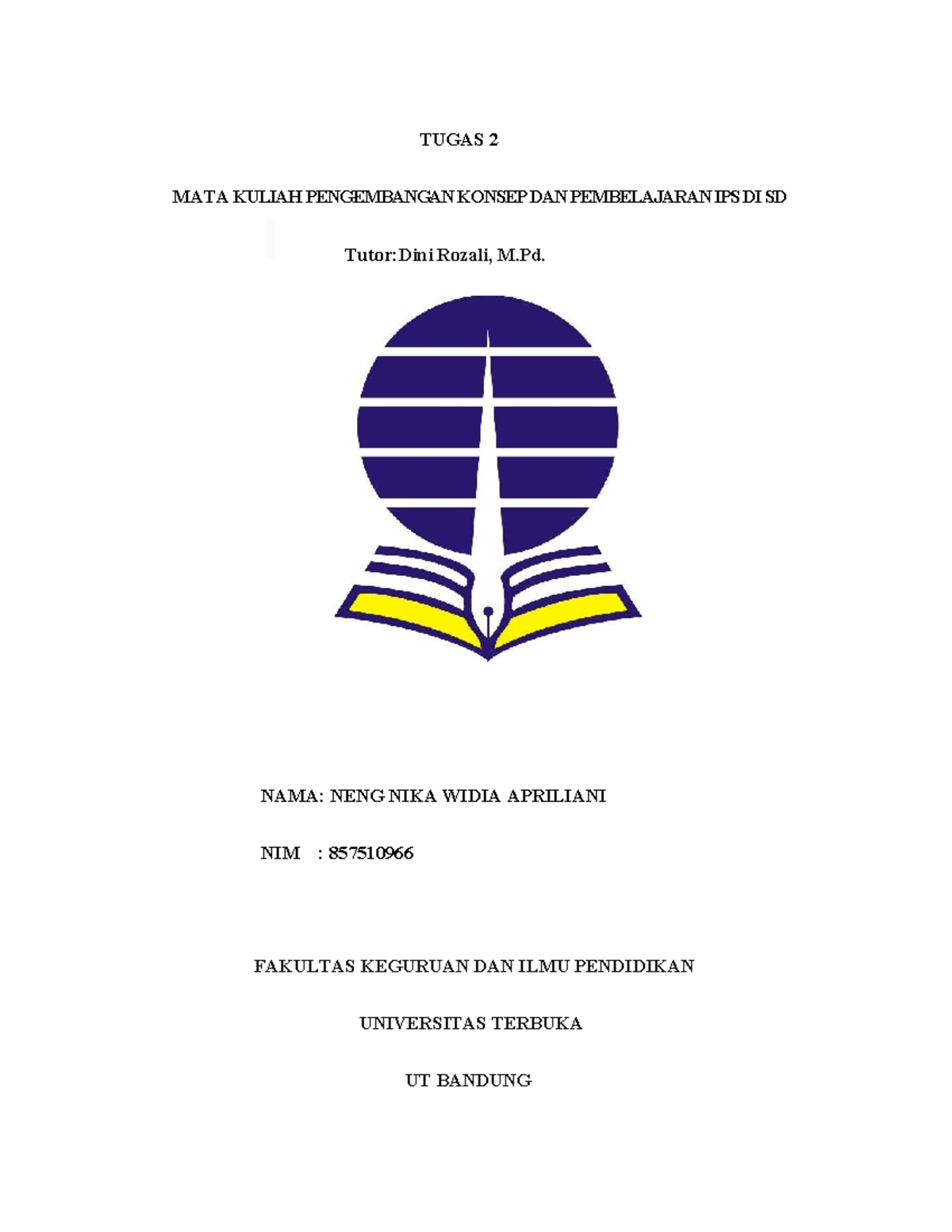 Tugas 2: Pengembangan Konsep & Pembelajaran IPS di SD - Studocu