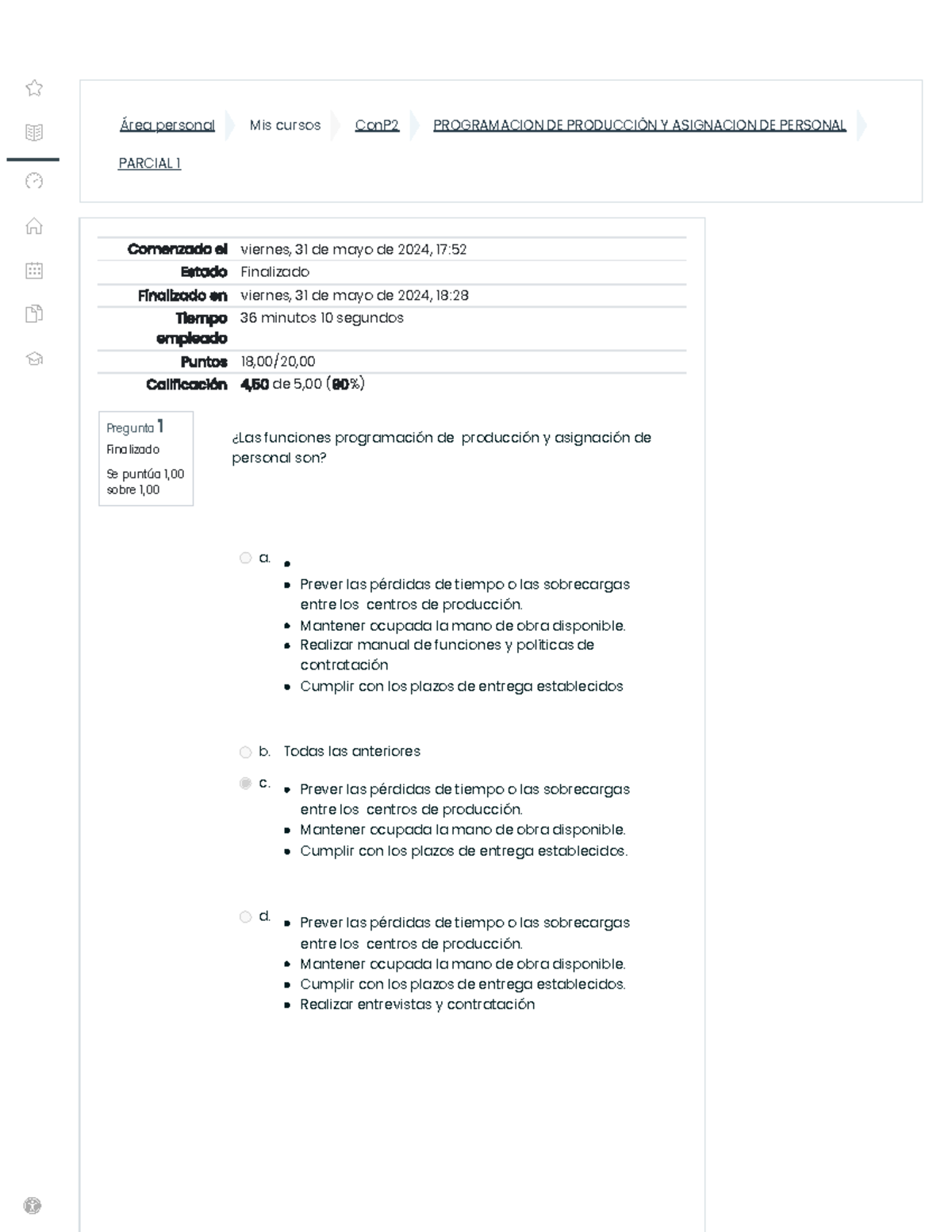 Parcial 1 - Control de Producción ConP2: Preguntas y Respuestas - Studocu