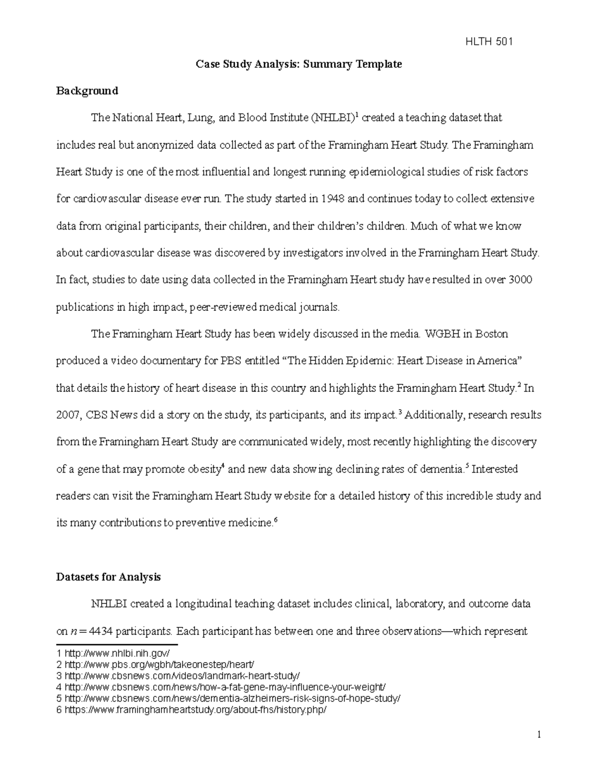 Case Study Analysis Summary Template - Case Study Analysis: Summary ...