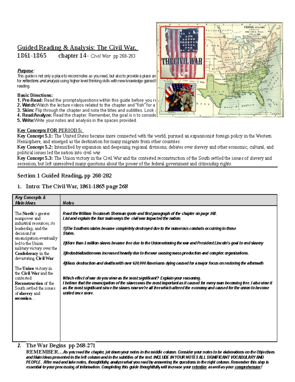 Overview of a Period of US History - Guided Reading & Analysis: The ...